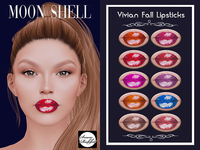 Second Life Marketplace - Moon Shell Vivian BOM Fall lipsticks Snow Rabbit