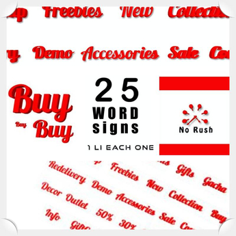 Second Life Marketplace - :::NO RUSH::: 25 Store Word Signs RED PACK