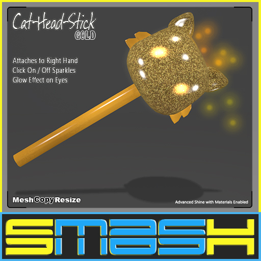 Second Life Marketplace - SMASH - Cat-Head-Stick (Gold)