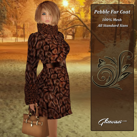 Second Life Marketplace - ! Glitterati ! - Pebble Fur Coat
