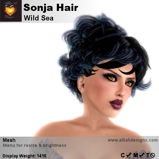 Second Life Marketplace - A&A Sonja Hair Blackberry, Short Mesh ...