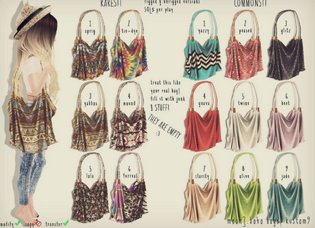 Second Life Marketplace - Moon}. Boho Bag Gacha! - Jade