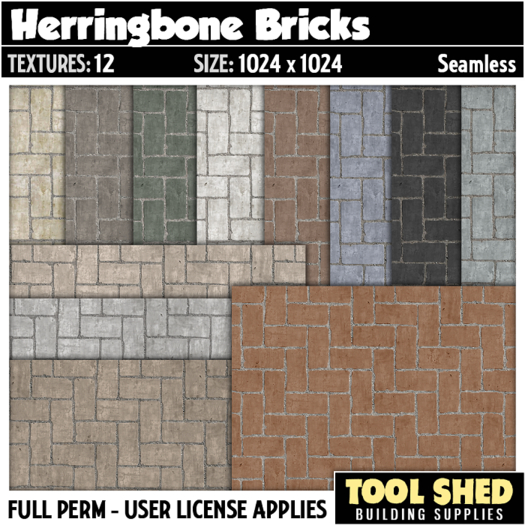 Second Life Marketplace - Tool Shed - Herringbone Bricks