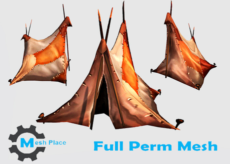 Second Life Marketplace - Mesh Place - Patchwork Tent - Full Perm Mesh