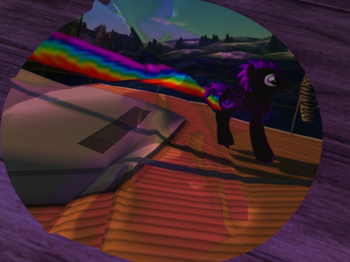 Second Life Marketplace - round rug (pony rainbow fart image)