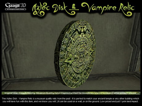 Second Life Marketplace - Gaagii 3D- Aztec Disk - Vampire Relic