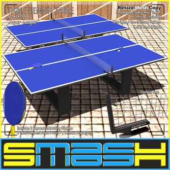 Second Life Marketplace - SMASH - Table-Tennis Table SET (Super League)