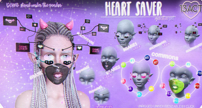 Second Life Marketplace - !13ACT - Heart Saver gacha set #RARE2