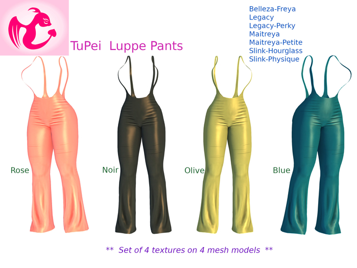Second Life Marketplace - TuPei Luppe Pants - Set of 4 for Maitreya-Petite
