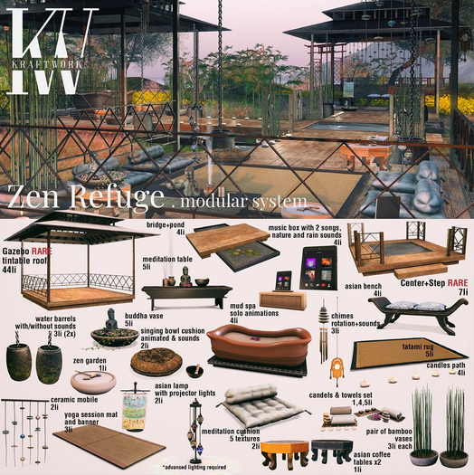 Second Life Marketplace - KraftWork Zen Refuge . Meditation Table
