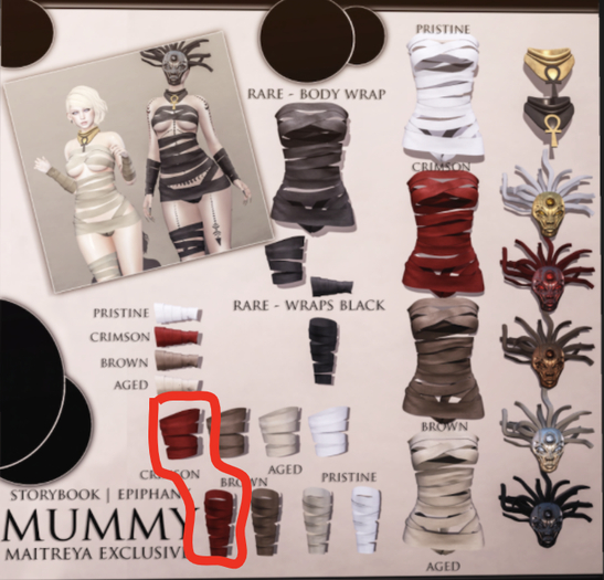 Second Life Marketplace - Storybook - Mummy - Leg Wraps - Crimson