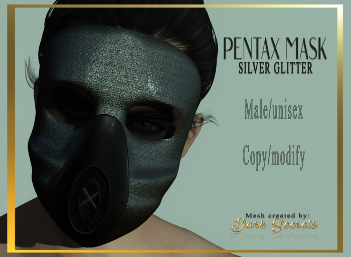 Second Life Marketplace - Dark Secrets - Pentax Mask Silver Glitter