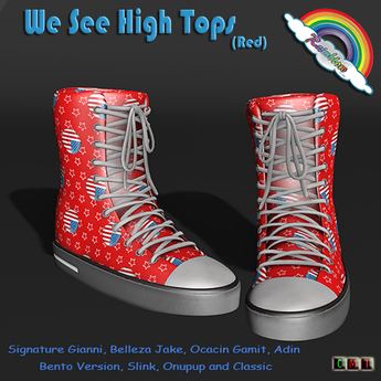 Second Life Marketplace - ((RBS)) We See High Tops (RED) TEEN MAN