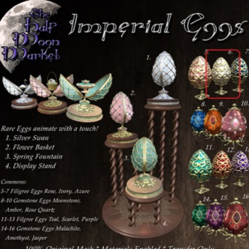 Second Life Marketplace - The Half Moon Market - 06 Filigree Eggs Ivory