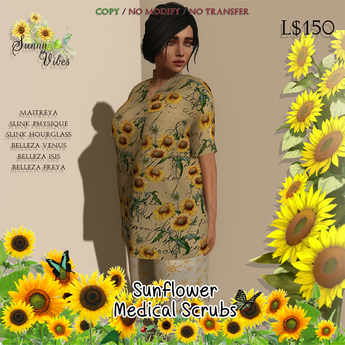 Second Life Marketplace - .:Sunny Vibes:. Sunflower Medical Scrubs [Box]