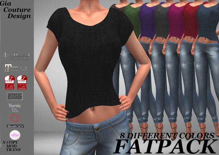 Second Life Marketplace - "GCD" Kirby Loose T-Shirts FAT PACK