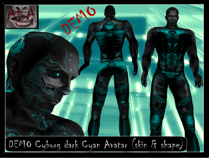 Second Life Marketplace - ..::AKA::.. DEMO Cyborg dark cyan male Avatar ...