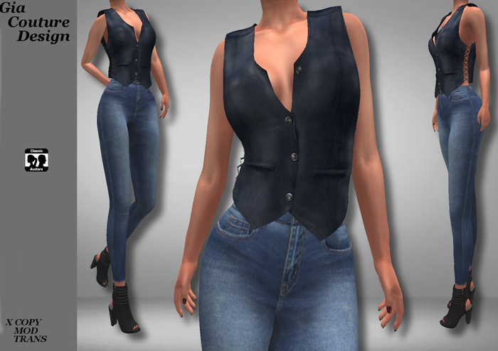 Second Life Marketplace Gcd Katia Leather Vests Blue