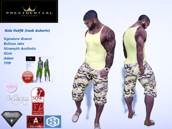Second Life Marketplace - PD Kole Yellow Tank & Shorts