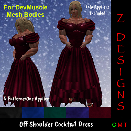 Second Life Marketplace - DevMuscle Off Shoulder Dress