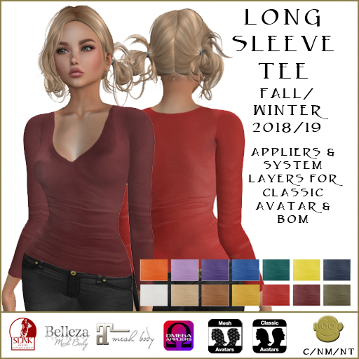 Second Life Marketplace - BM Long Sleeve Tees FW 18 19