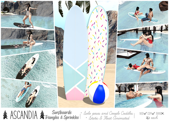 Second Life Marketplace - Ascandia // Surfboard Triangles & Sprinkles