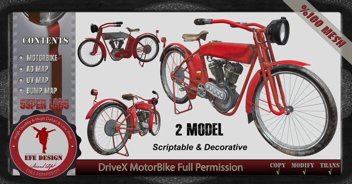 Second Life Marketplace - DriveX Motorbike Full Permission Efe Design