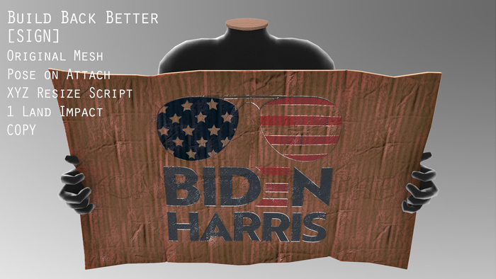 Second Life Marketplace - Highgod BuildBackBetter Sign