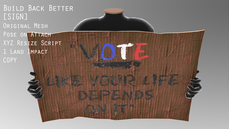 Second Life Marketplace - Highgod BuildBackBetter Sign