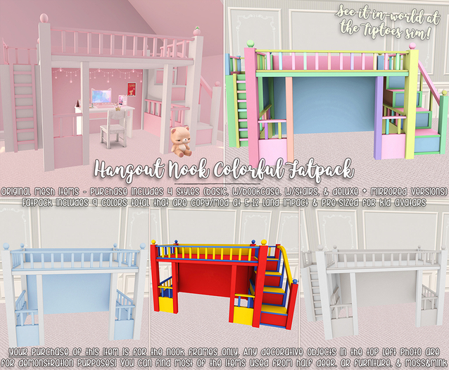 Second Life Marketplace - . tiptoes - Hangout Nook - Colors FP