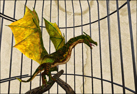 Second Life Marketplace - Animated Caged Mini Wyvern - Green