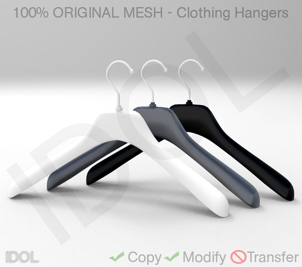 Second Life Marketplace - IDOL // Black White Grey Clothing Hangers Set ...