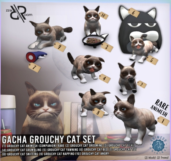 Second Life Marketplace - [Rezz Room] Pack Grouchy Cat Angry