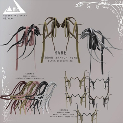 Second Life Marketplace - -ATTIC- Ribbon Horn Metallic Gold