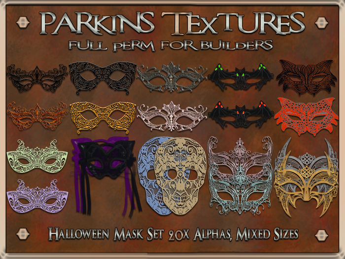 Second Life Marketplace - Parkins Textures - Halloween Mask Set - Alpha ...