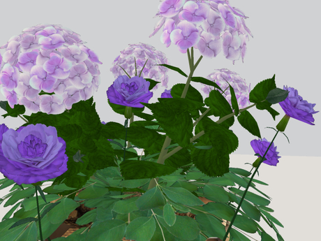 Second Life Marketplace - [AE] Garden Store - Hydrangeas in Golden Planter