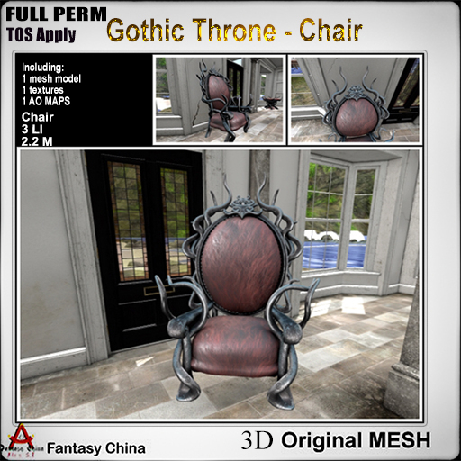 Second Life Marketplace - FC- FP Mesh Gothic Throne - Chair