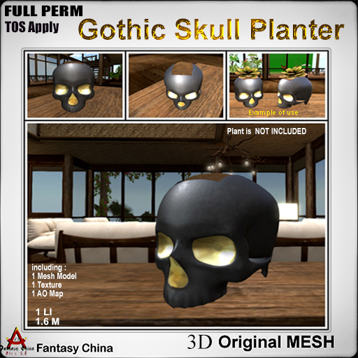 Second Life Marketplace - Full Perm Skull Planter