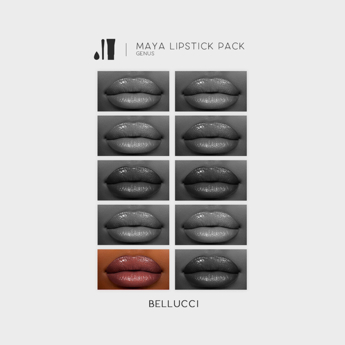Second Life Marketplace - Bellucci - Maya Lipstick Pack DEMO