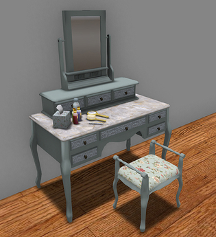 Second Life Marketplace - Lily Dressing Table & Stool With Sit Menu