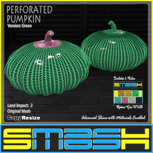 Second Life Marketplace - SMASH - Perforated Pumpkin (Green)