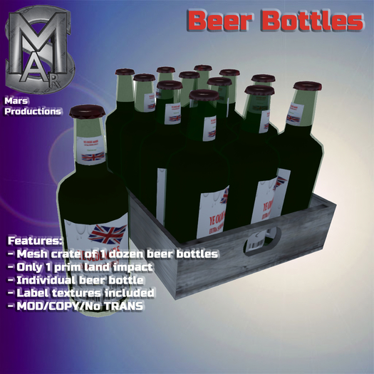 Second Life Marketplace - Mars Beer Bottles