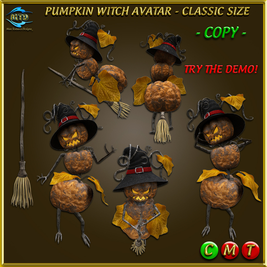 Second Life Marketplace - PUMPKIN WITCH AVATAR - COPY - CLASSIC - MESH