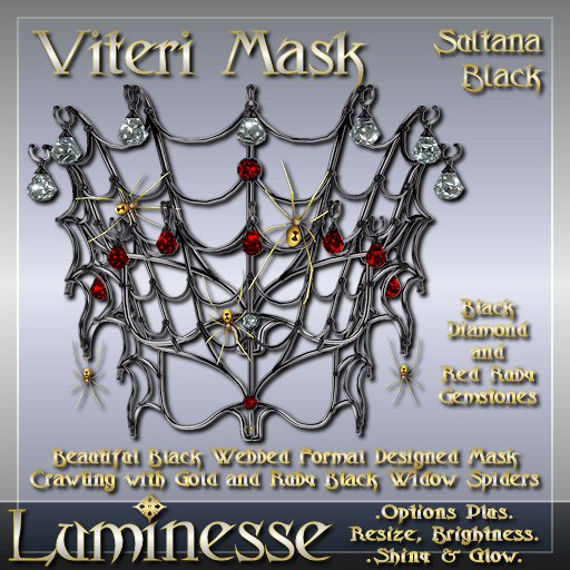 Second Life Marketplace - VITERI Sultana Mask OP - Black Diamond Red ...