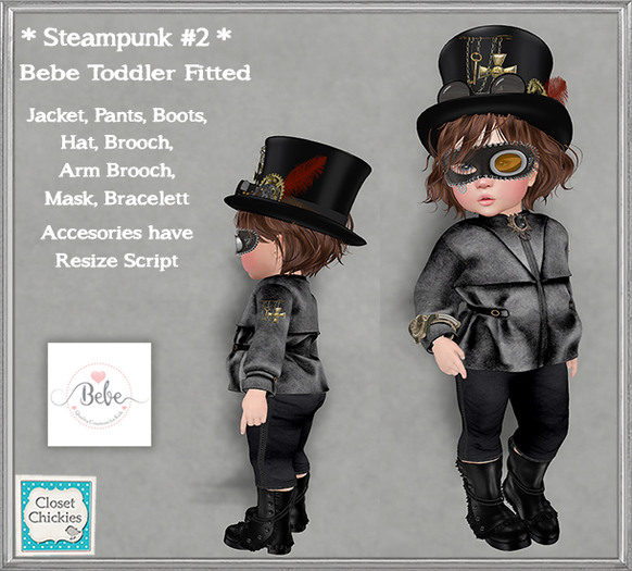 Second Life Marketplace - *CC* Bebe Toddler Fitted *Steampunk Outfit #2 ...