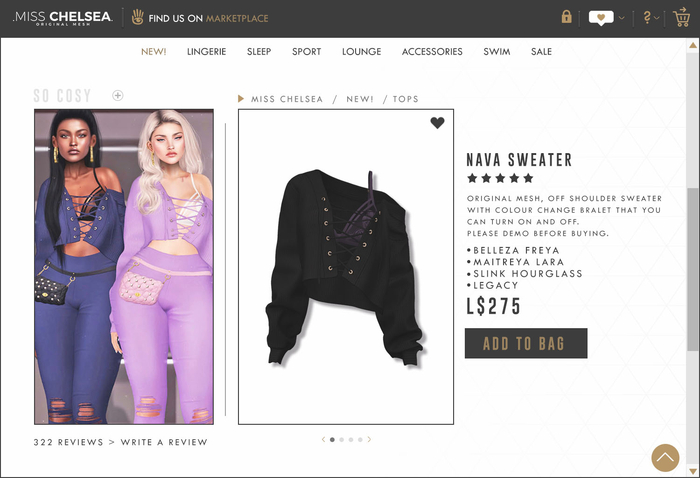 Second Life Marketplace - .miss chelsea. Nava Sweater Black