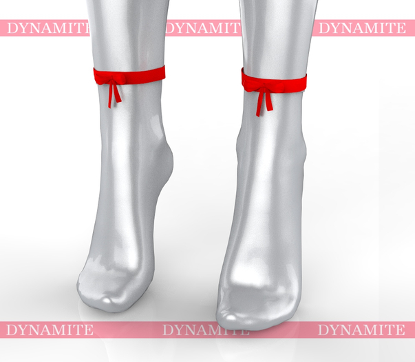 Second Life Marketplace - DYNAMITE - Red Leg Ankle Wrist Ribbon - Maitreya