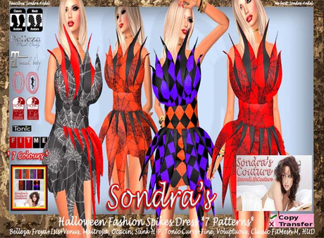 Second Life Marketplace - *Sondra's Halloween Fashion Spikes Dress *7 ...