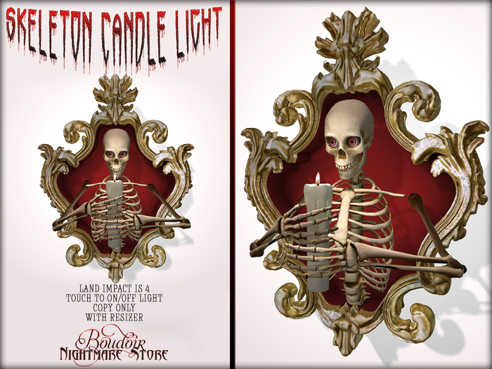 Second Life Marketplace - Boudoir Halloween-Skeleton Candle Light