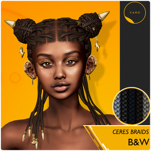 Second Life Marketplace - CAMO - Ceres Braids - B&W